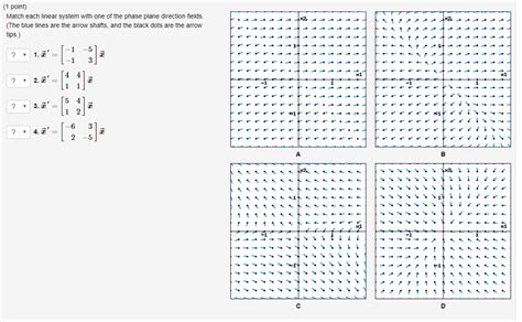 solved 1 point match each linear system with one of the