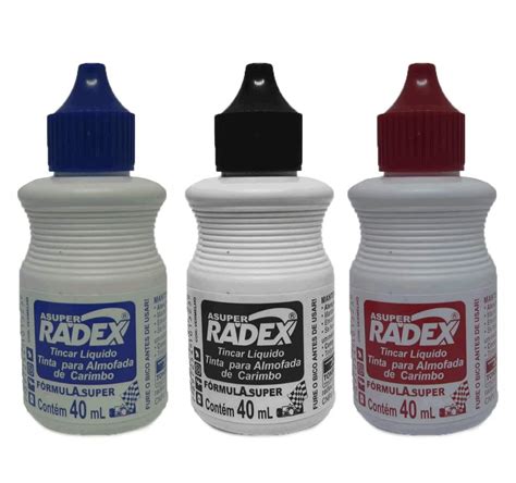 Kit 03 Tinta Para Almofada De Carimbo Alto Rendimento 40ml Radex
