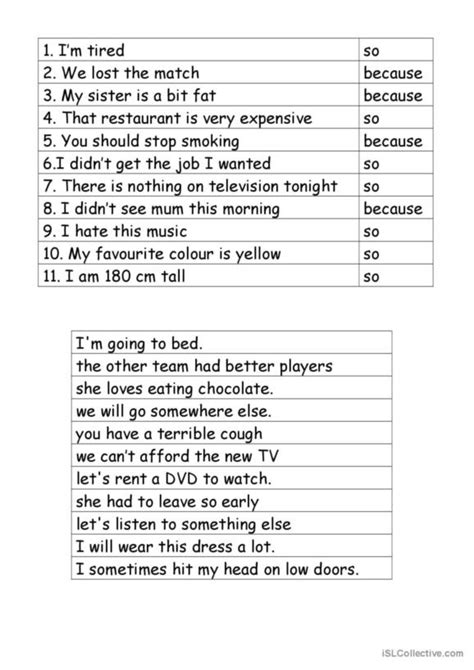 429 Because English Esl Worksheets Pdf And Doc