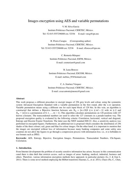 Pdf Images Encryption Using Aes And Variable Permutations