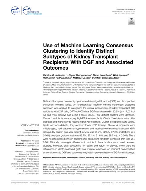 Pdf Use Of Machine Learning Consensus Clustering To Identify Distinct
