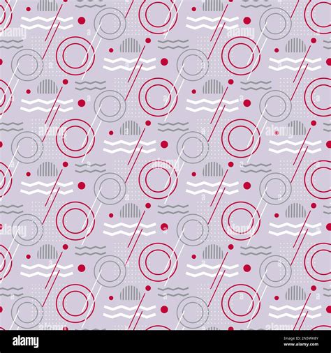 Modern Pattern In Memphis Style Different Geometric Shapes Circles