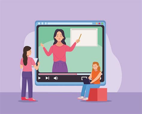 Students Girls In Elearning Vector Art At Vecteezy