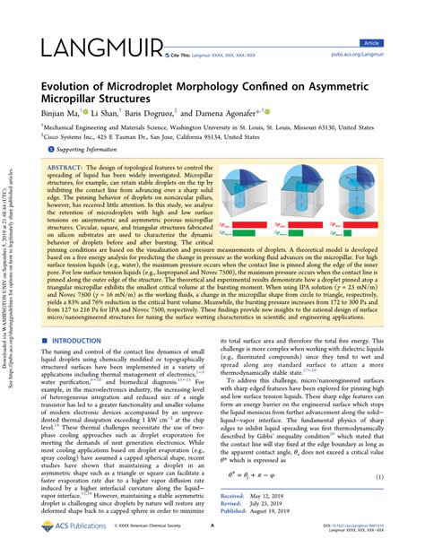 Pdf Evolution Of Microdroplet Morphology Confined On Asymmetric Micropillar Structures