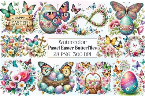 Pastel Easter Butterflies Clipart Graphic By CraftArtStudio Creative