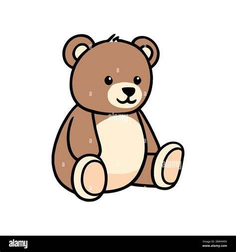 Coloured Teddy Bear Outline Sketch Vector Hand Drawn Linear