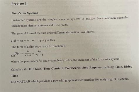 solved problem 1 first order systems first order systems