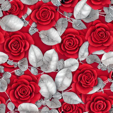 Red Rose Leaves Vines With Thorns Pattern Creative Fabrica