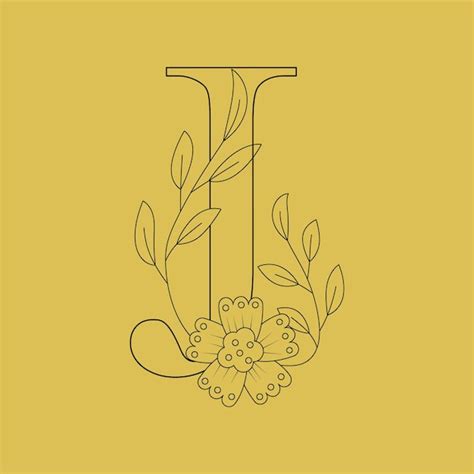 Premium Vector Botanical Minimalist Capital Letter I Initial Letter