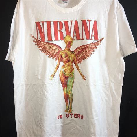 เสื่อวง Nirvana สีขาวสวยๆ เสื้อวงเสื้อวินเทจ 90 2000