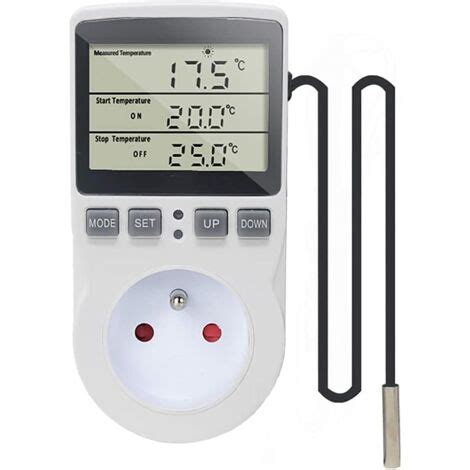 V Digital Temperature Controller Thermostat Socket Heating Cooling With Probe LCD