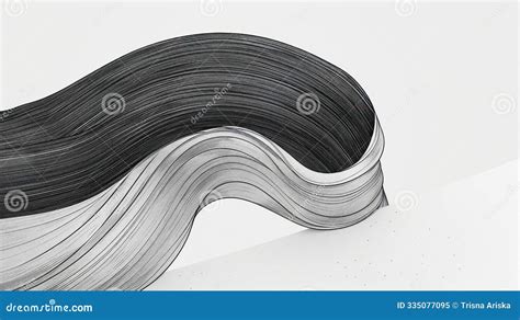 Abstract Black And White Wave Design With Smooth Curves And Gradients Stock Illustration