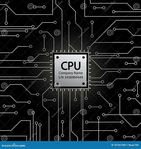 Cpu Microprocessor Microchip And Circuit Board Stock Vector