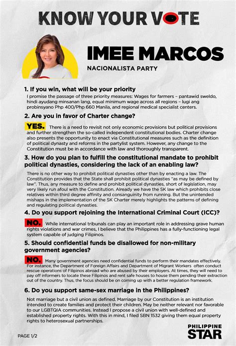 Philippine Know The Candidates Know Your Vote In The Philippine Stars Special Election