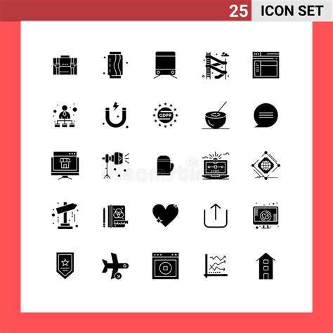Pictogram Set of 25 Simple Solid Glyphs of Park, Slider, Drink, Transport, Sign Stock Vector ...