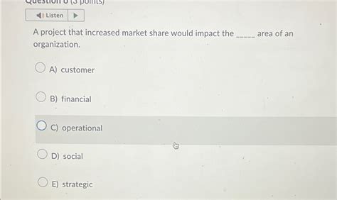 Solved ListenA Project That Increased Market Share Would Chegg