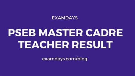 PSEB Master Cadre Teacher Result 2021 Cutoff Marks Merit List