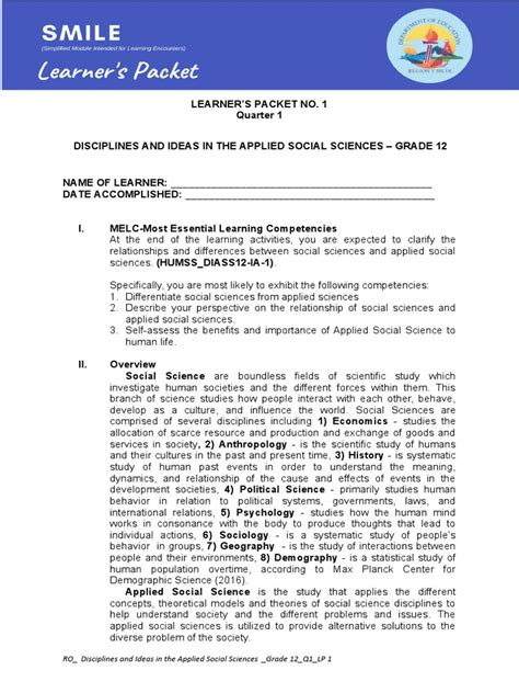Diass Lp Week 1 Pdf Social Sciences Science