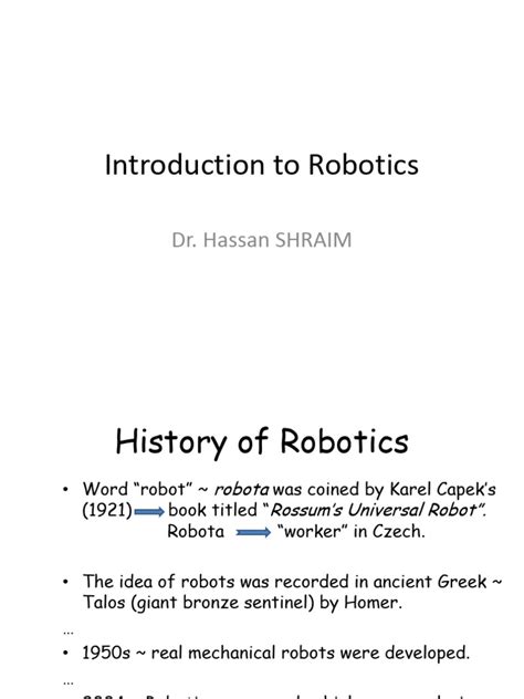 Introduction To Robotics Chapter1 Pdf Robot Robotics