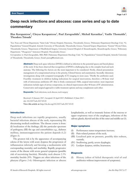 Pdf Deep Neck Infections And Abscess Case Series And Up To Dokumen