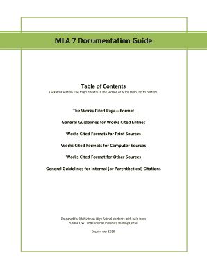 Fillable Online MLA 7 Documentation Guide Fax Email Print PdfFiller