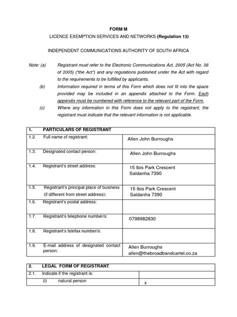 Licence Exemption Application Form For Services And Networks Ecns And Ecs Signed Pdf License