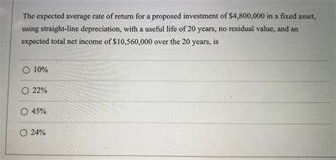 Solved The Expected Average Rate Of Return For A Proposed Chegg Com