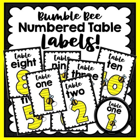 Bee Table Labels Number Tables Made By Teachers