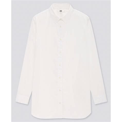 Uniqlo エクストラファインコットンロングシャツ（長袖）無地ホワイトユニクロ 新品の通販 By Ff2019｜ユニクロならラクマ