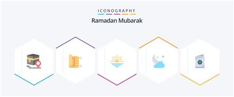 Ramadan 25 Flat Icon Pack Including Cloud Cresent Pray Moon Morning