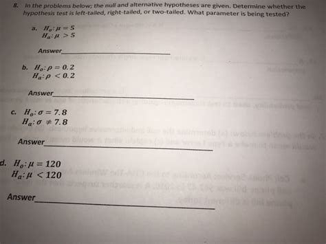 Solved In The Problems Below The Null And Alternative Chegg