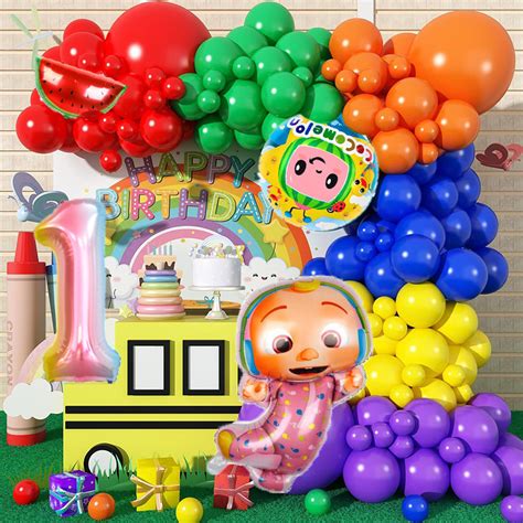 Cocomelon Theme Rainbow Color Latex Balloon Watermelon Garland Arch Kit