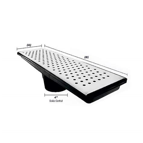 Grelha Perfurada Inox Caixa Coletora Água Pluvial 15x50cm Jjm