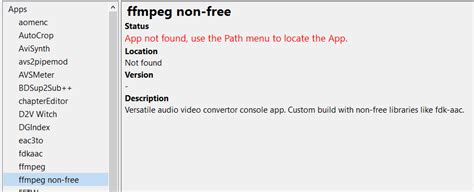 bug v 2 1 4 4 asks for ffmpeg non free path · issue 337 · staxrip