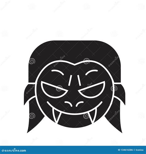 Icono Del Concepto Del Vector Del Negro Del Emoji Del Vampiro Ejemplo
