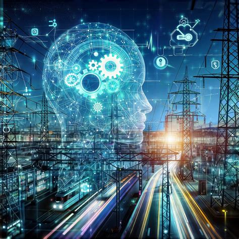 Silhouette Of A Head Against The Background Of High Voltage Power Lines The Concept Of