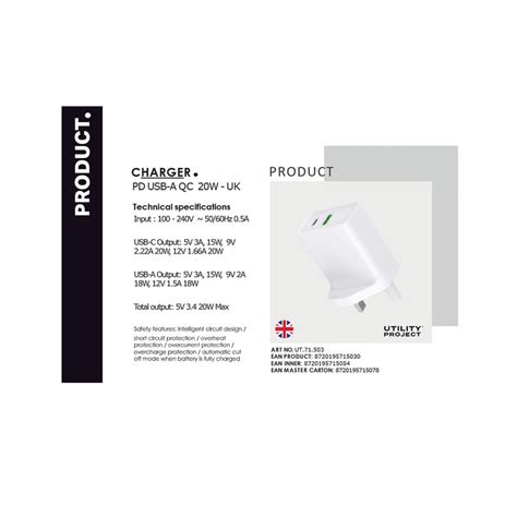 Utility Project 20w Pd Dual Port Usb A And Usb C Adapter Three