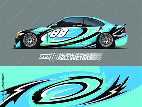 Racing Car Wrap Design Vector Graphic Abstract Stripe Racing