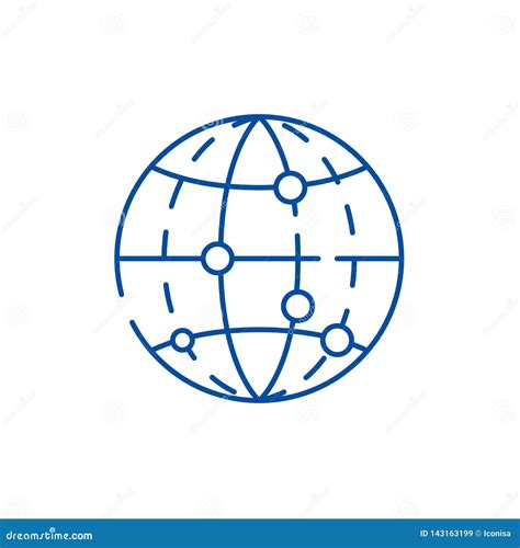 Global Data Encryption Line Icon Concept Global Data Encryption Flat
