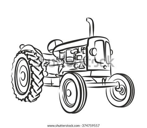 Esquisse Dun Vieux Tracteur Image Vectorielle De Stock Libre De