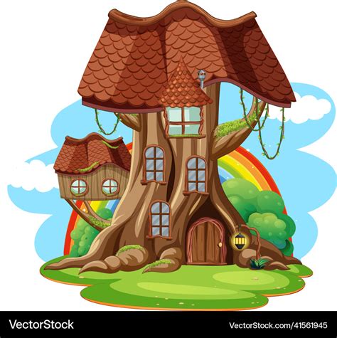 Fantasy Tree House Inside Trunk Royalty Free Vector Image