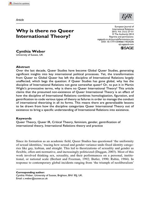 why is there no queer international theory cynthia weber pdf theory queer theory