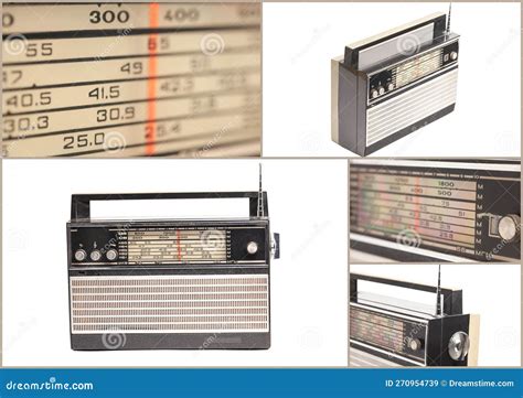 Collage With Old Transistor Radio Isolated On White Stock Image Image Of Antenna Numbers