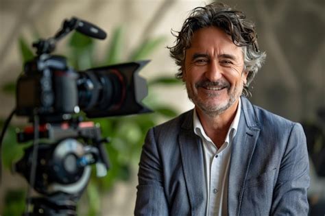 A Man With A Camera And A Camera Behind Him Premium Ai Generated Image