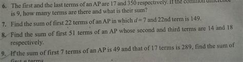 6 The First And The Last Terms Of An Ap Are 17 And 350 Respectively It