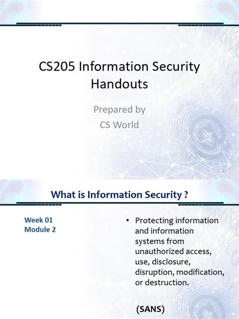 Cs205 Handouts By Cs World Pdf Information Security Security