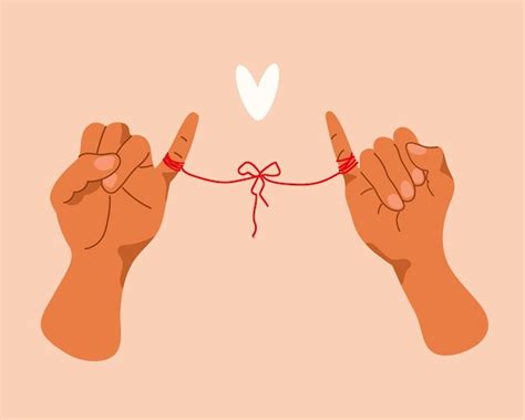 La pareja enamorada está atada por un hilo de amor para las tarjetas de felicitación del día de