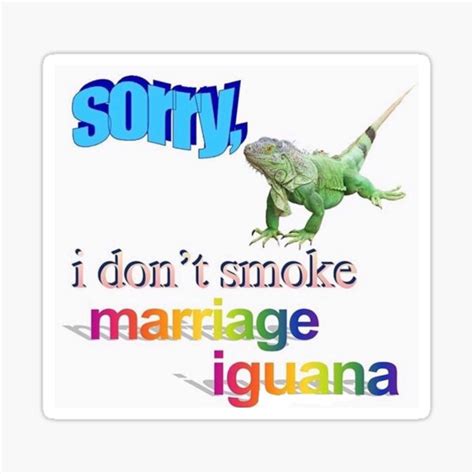 Sorry I Dont Smoke Marriage Iguana Meme Sticker For Sale By