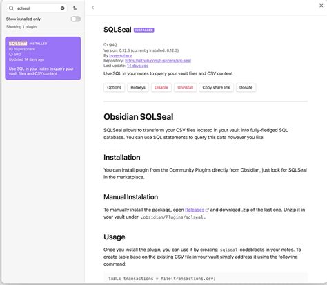 SQLSeal SQL Engine For Your Obsidian Vault Hypersphere