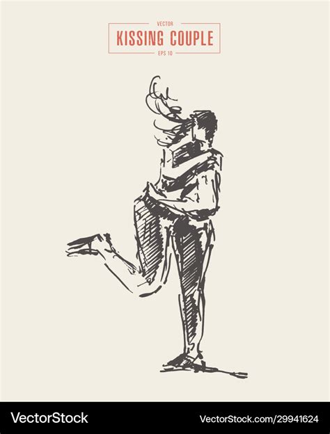 Girl And Boy Kissing In The Rain Drawing